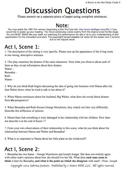 Excerpt from A Raisin in the Sun Study Guide
